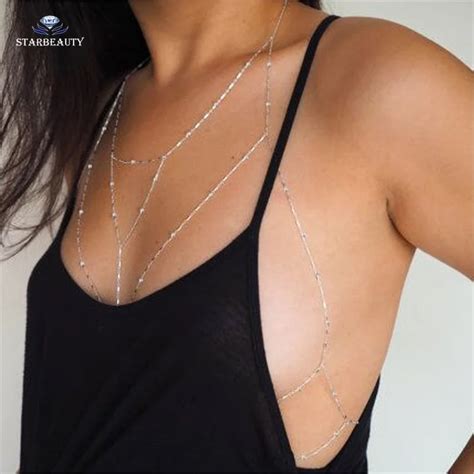 Sexy Body Chain Necklace Elegant Summer Crystal Rhinestone Crossover