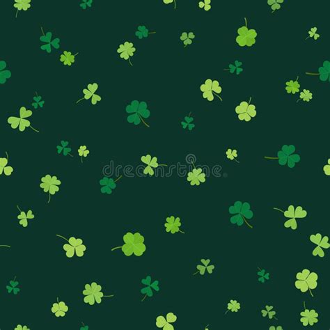 Green Seamless Pattern With Shamrocks St Patricks Day Symbol Of Luck