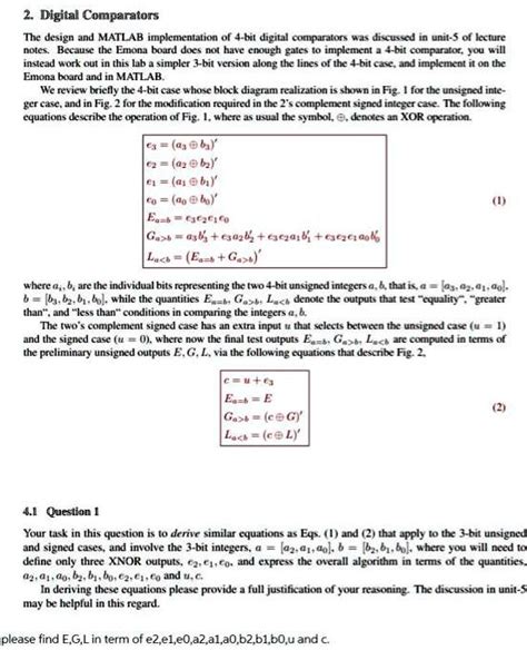 Solved 2 Digital Comparators The Design And Matlab Implementation Of