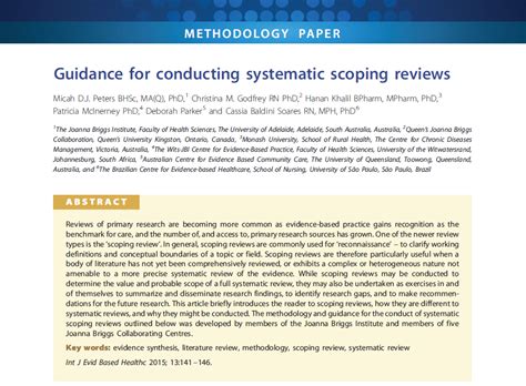 Scoping Reviews Características Y Uso En Tesis Doctorales
