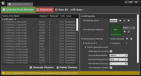 building hierarchical level of detail meshes unreal engine documentation