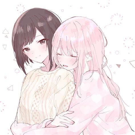 Safebooru 1girl 1other Akiyama Mizuki Blush Bob Cut Brown Eyes Brown