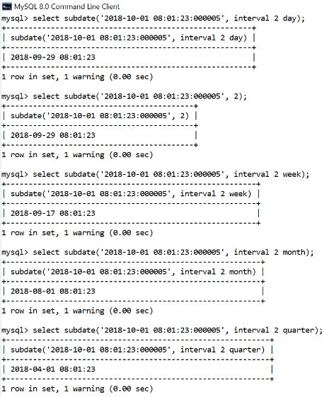 Mysql Subdate Function Online Tutorials Library List