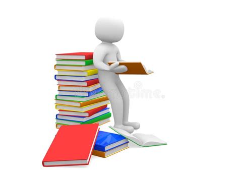 3d Man Sitting On The Floor And Reading A Book With Idea Bulb Above His