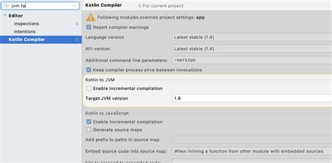 android why i still get cannot inline bytecode built with jvm target