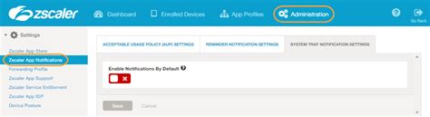 configuring the default notification setting for the zscaler app zscaler