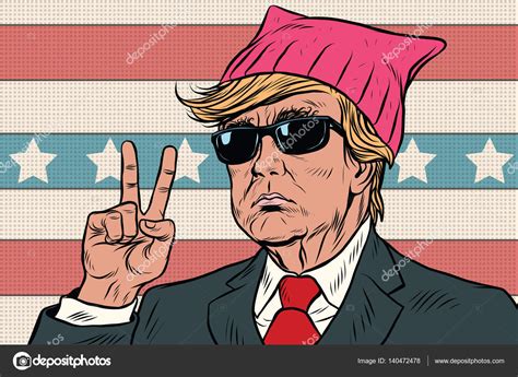 Donald Trump Presidente Feminista Rosa Coño Sombrero — Vector De Stock