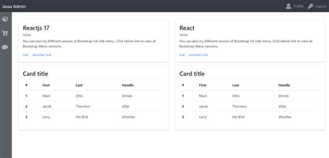 reactjs admin dashboard template simple and free therichpost