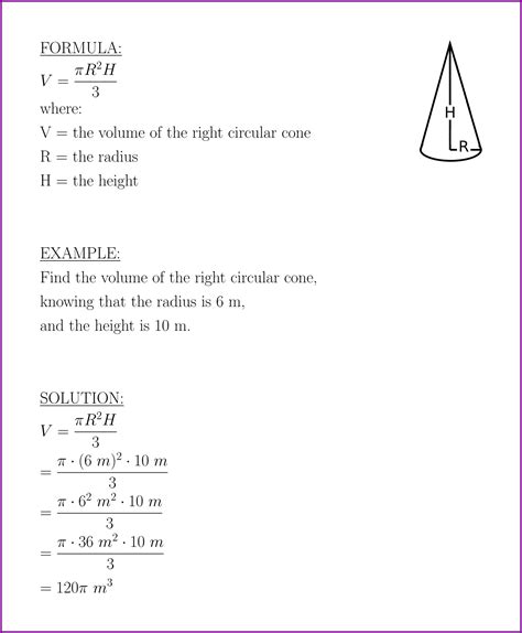 Volume Of The Right Circular Cone Formula And Example Lunlun Com