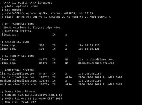 dig command in linux dns lookup linuxize