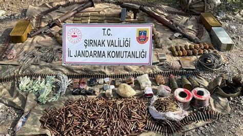 Şırnakta Terör örgütü Pkkya Ait çok Sayıda Patlayıcı Silah Ve