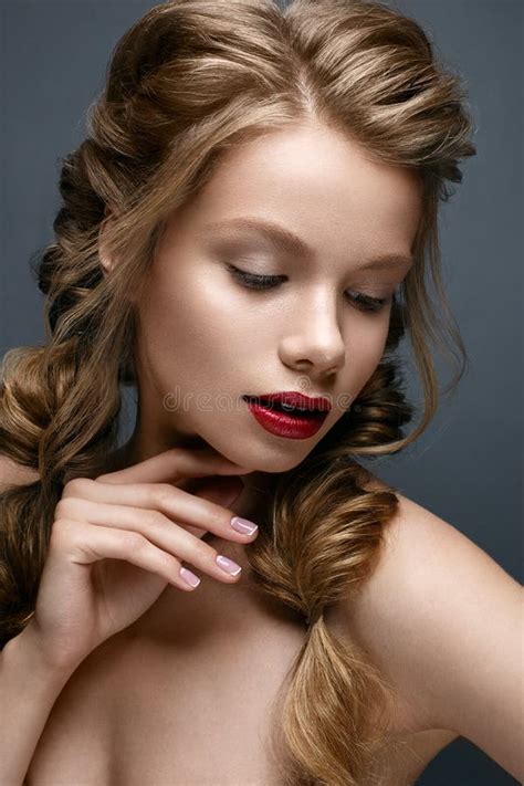 Beautiful Girl With Braids And Gentle Makeup Nude Beautiful Model