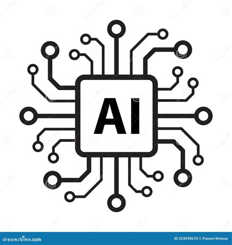 Artificial Intelligence Ai Processor Chip Vector Icon Symbol For