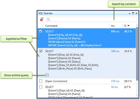 sql queries help dottrace