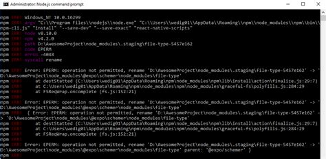 node js create react native app could not installed stack overflow