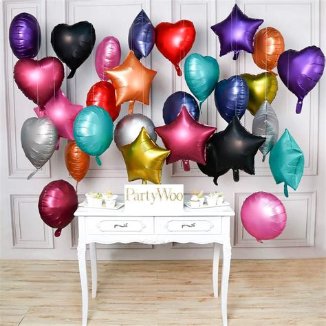 Partywoo Assorted Foil Balloons 30 Pcs 18 Inch Star Mylar Balloons