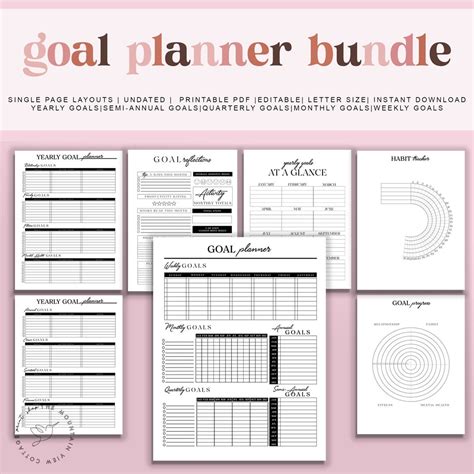 Goal Planner Bundle 2023 Goals Tracker Smart Goal Setting Kit New