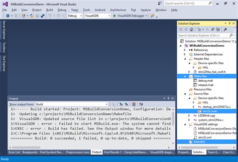 converting visualgdb make projects to msbuild visualgdb tutorials