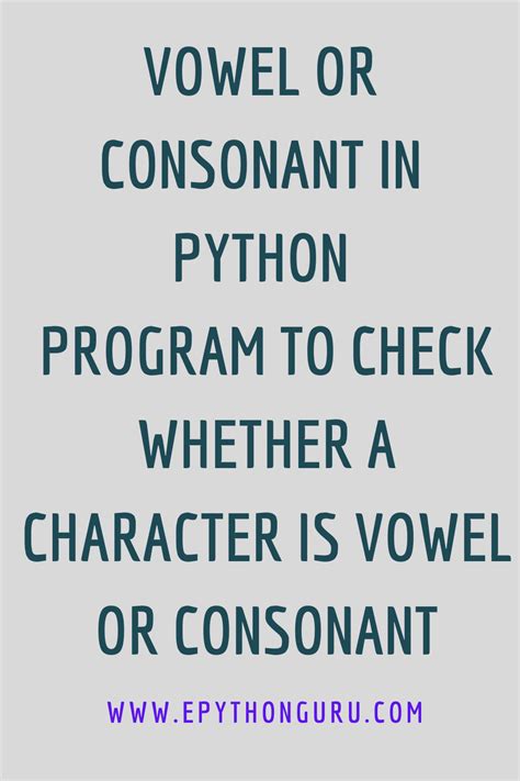 an image with the words vovel or consonant in python program to check