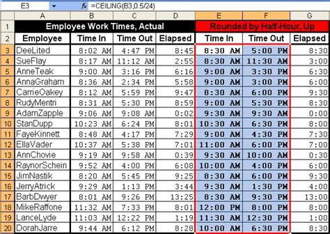 tom s tutorials for excel rounding times of day by the half hour