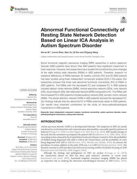 Pdf Abnormal Functional Connectivity Of Resting State Network