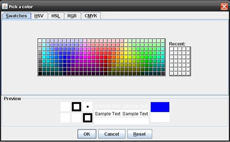 jcolorchooser in java swing learn java by examples