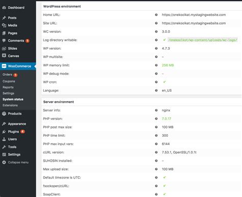 understanding the woocommerce system status report woocommerce docs