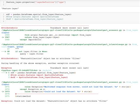solved feature layer to dataframe esri community