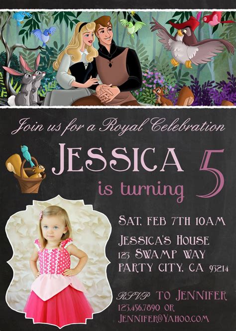 Sleeping Beauty Birthday Invitation Invite By Greyhoundgraphics