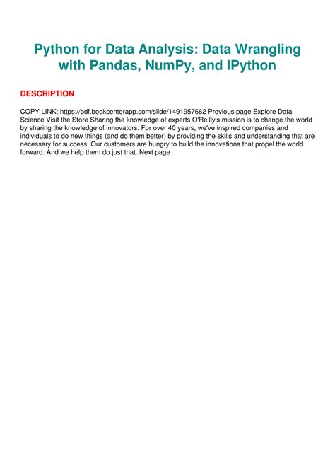 ppt pdf read python for data analysis data wrangling with pandas