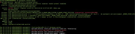 timeout error restarting mysql mariadb which is one of the nodes in 3
