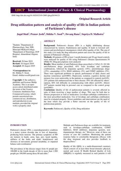 Pdf Drug Utilization Pattern And Analysis Of Quality Of Life In