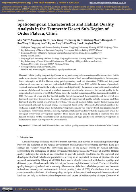 Pdf Spatiotemporal Characteristics And Habitat Quality Analysis In