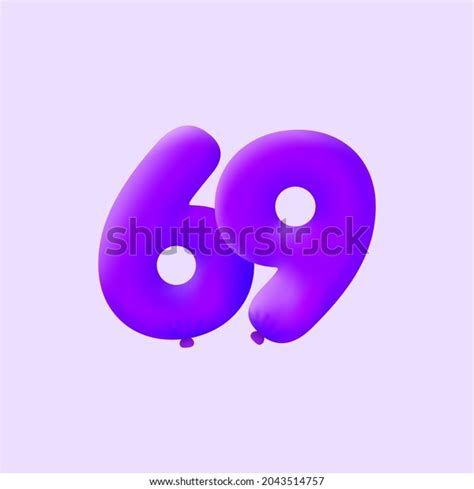 Purple 3d Number 69 Balloon Realistic Stock Vector Royalty Free