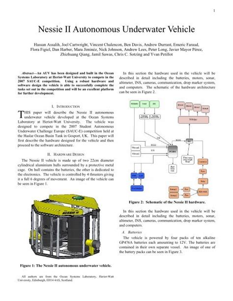 nessie ii autonomous underwater vehicle xsens