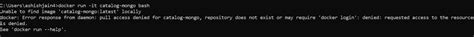 error on running docker exec it catalog mongo bin bash · issue 9
