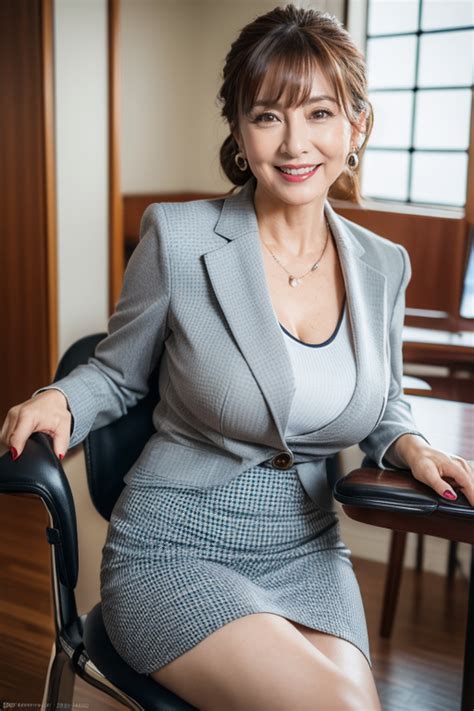 若い男は即採用♪【椅子に座る50代ol】ai熟女グラビア写真集 50枚 「呪文 プロンプト 付き」｜ai熟女ハンター