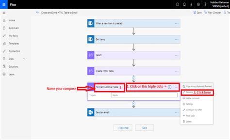create and format html table using microsoft flow