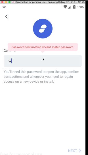 validation error password confirmation doesn t match