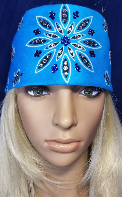 Bright Teal Turquoise Blue Swarovski Crystal Bandana