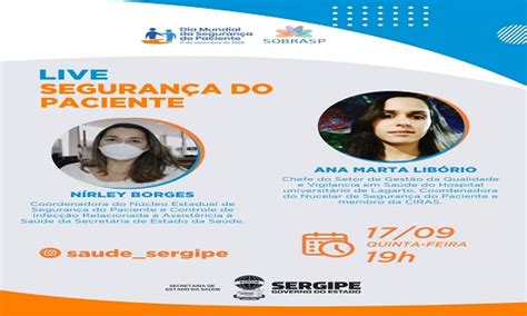 Saúde Fará Live Em Alusão Ao ‘dia Mundial De Segurança Do Paciente O
