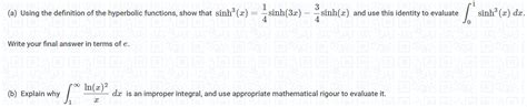 solved a using the definition of the hyperbolic functions