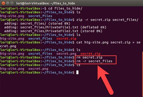how to hide a file or folder in an image in linux