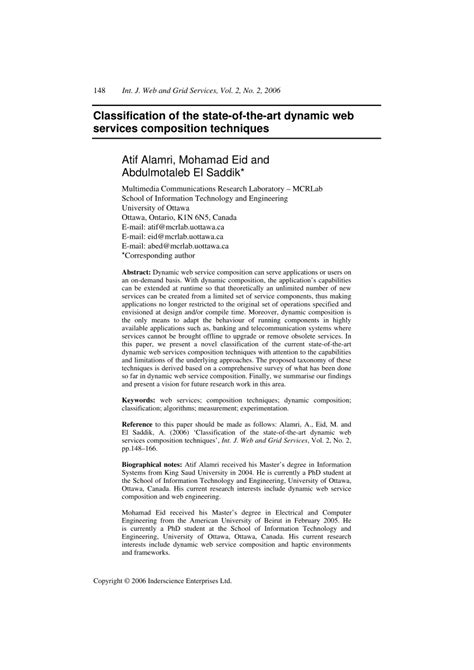 Pdf Classification Of The State Of The Art Dynamic Web Services