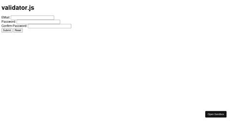 validator js example m75fx codesandbox