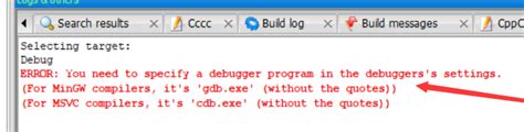 codeblocks 报错：error you need to specify a debugger program in the