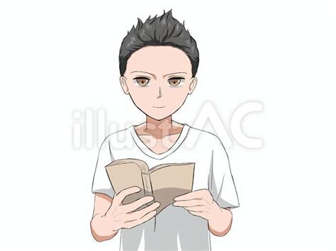 本を読む男性イラスト No 23072729／無料イラスト フリー素材なら「イラストac」