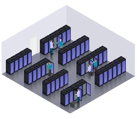 Free Vector Isometric Datacenter Hosting Servers Room Concept
