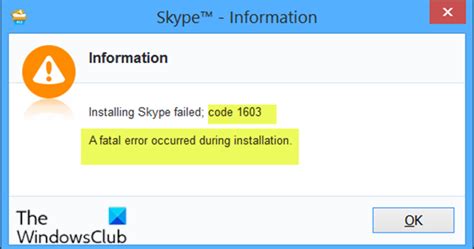 error 1603 a fatal error occurred during installation