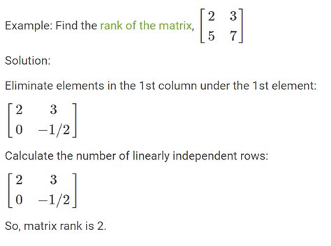 what is rank of matrix with example